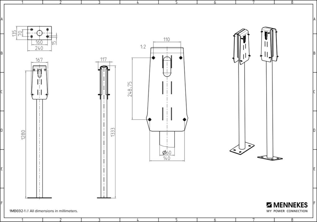 Mennekes Standfuß für AMTRON® Compact Wallbox 18595 - Stele für 2x ...